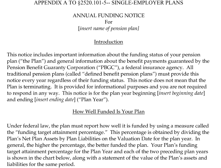Federal & State Regulations | Annual Funding Notice for Defined Benefit ...